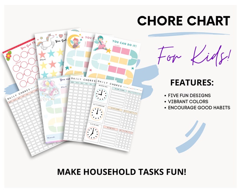 Printable Chore Chart for Kids Establish Routine and - Etsy