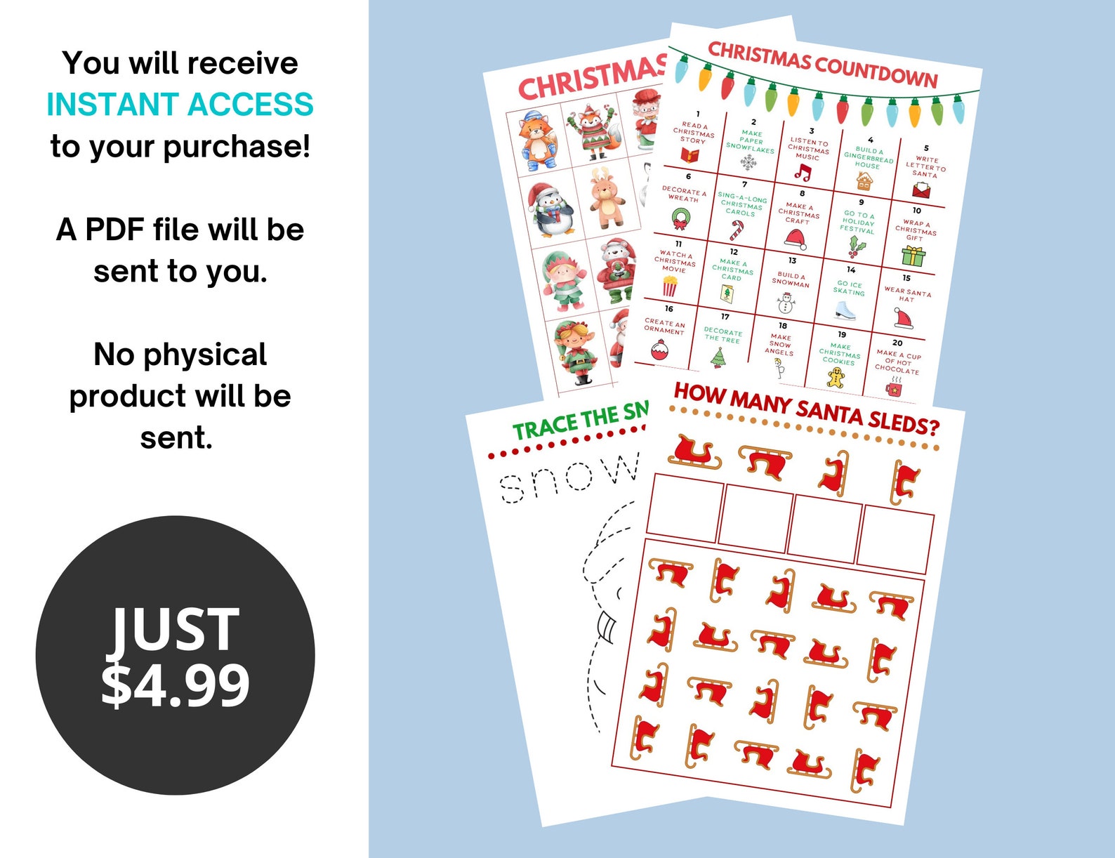 Holiday Activities for Kids: A Fun Printable Christmas and - Etsy