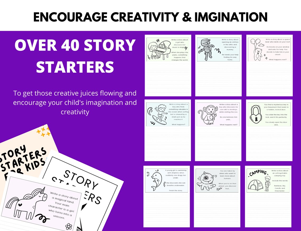 Printable Story Starters For Kids Funny And Creative Writing Etsy