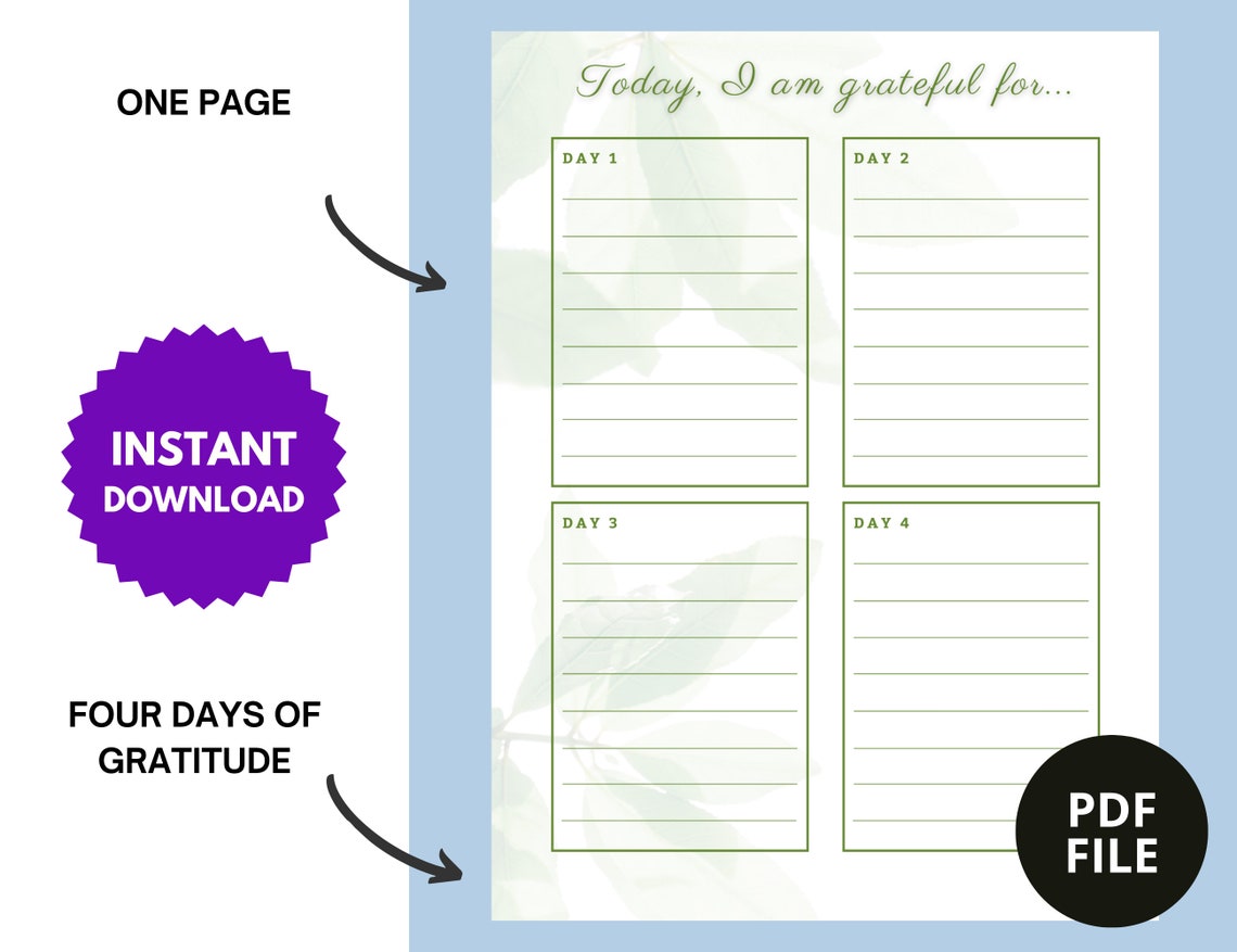 Gratitude Journal: a Printable Journal for 365 Days of - Etsy
