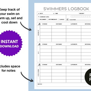 Let's Go Swimming! Printable Logbook | for All Levels of Swimmers - Etsy