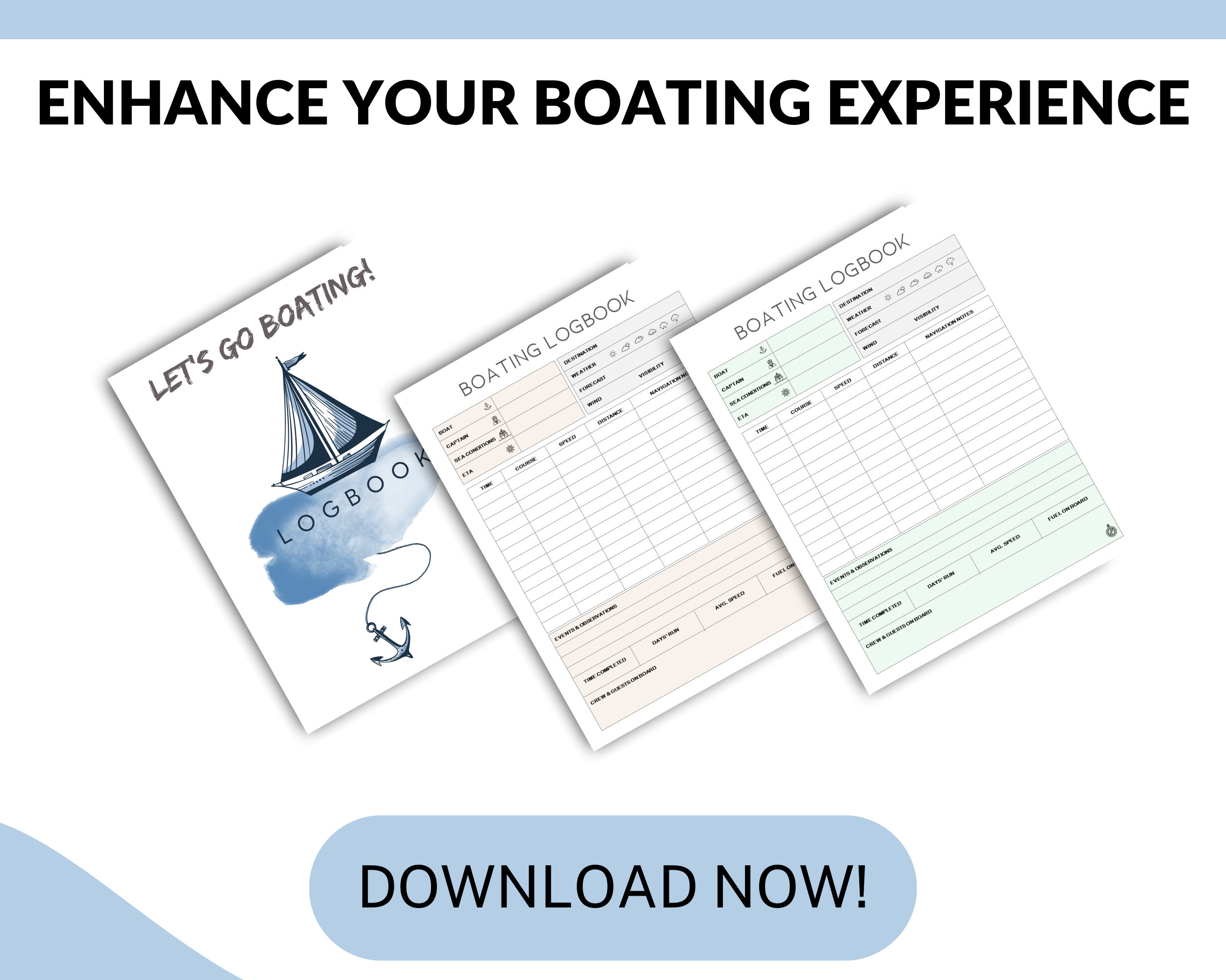 Let's Go Boating! Printable Boating Logbook | Track Your Adventures on ...