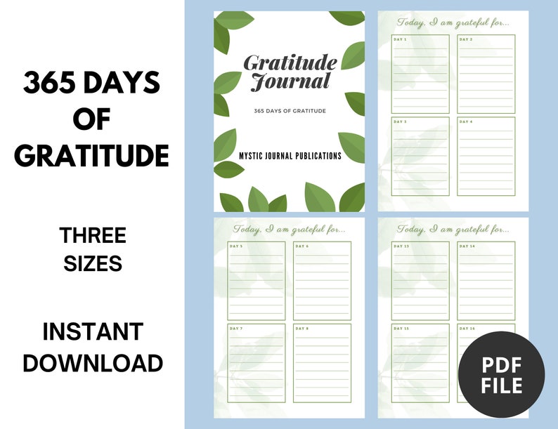 Gratitude Journal: a Printable Journal for 365 Days of - Etsy