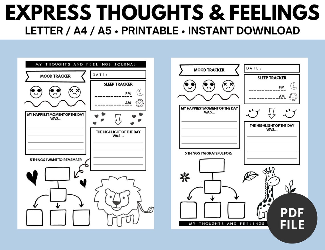Thoughts and Feelings Journal for Kids: Help Them Communicate - Etsy