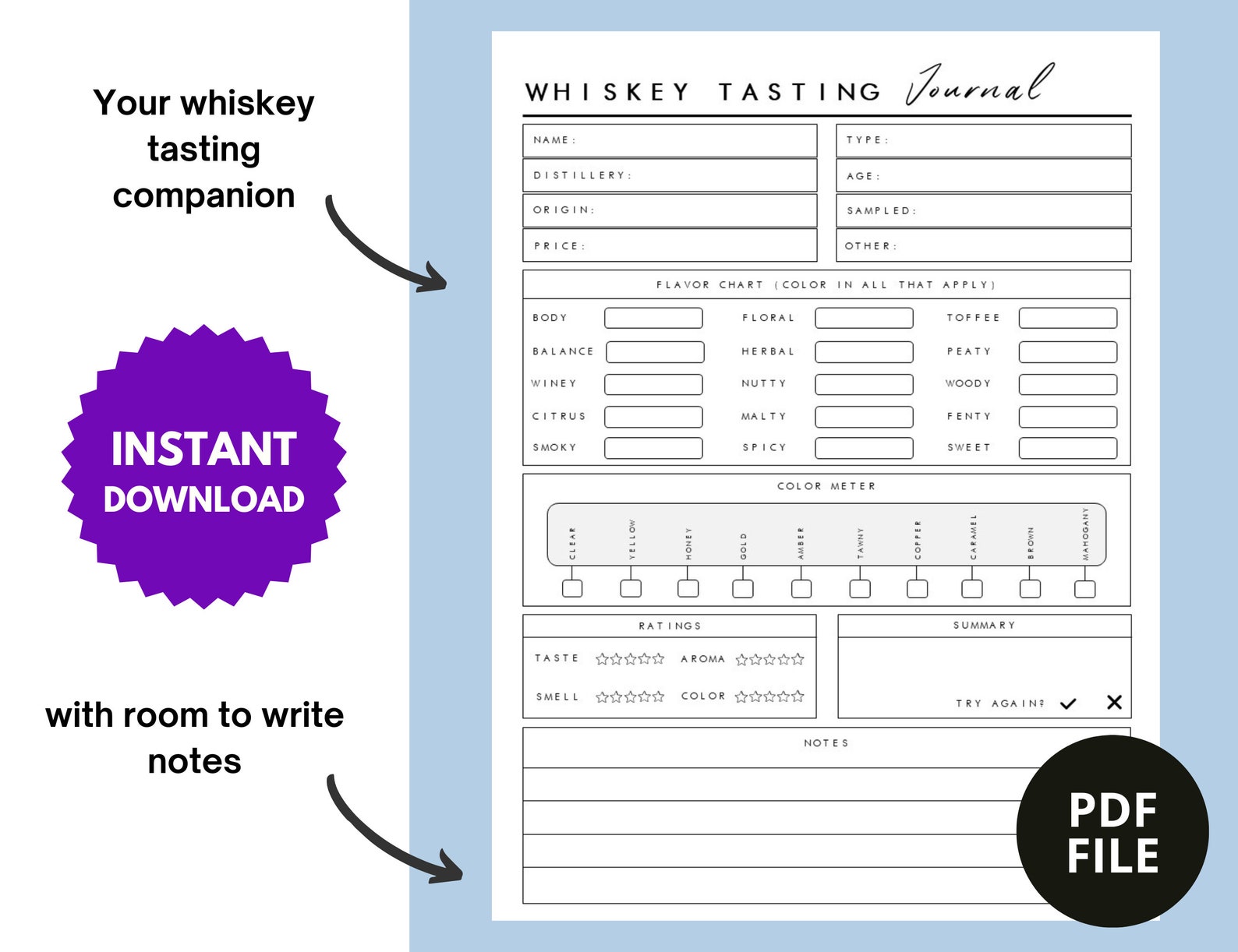 Whiskey Tasting Journal: A Logbook to Record Your Tastings and - Etsy