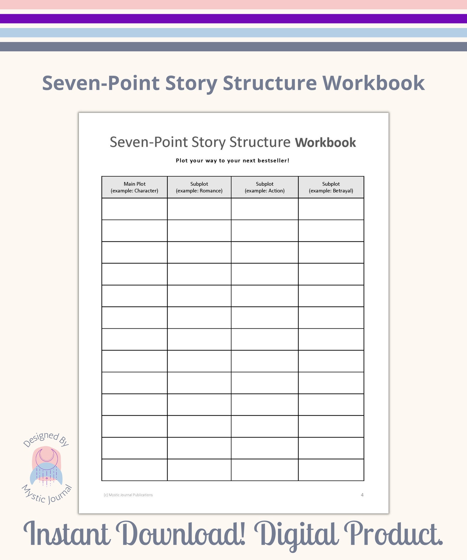 Seven-point Story Structure Workbook: A Printable Workbook for | Etsy