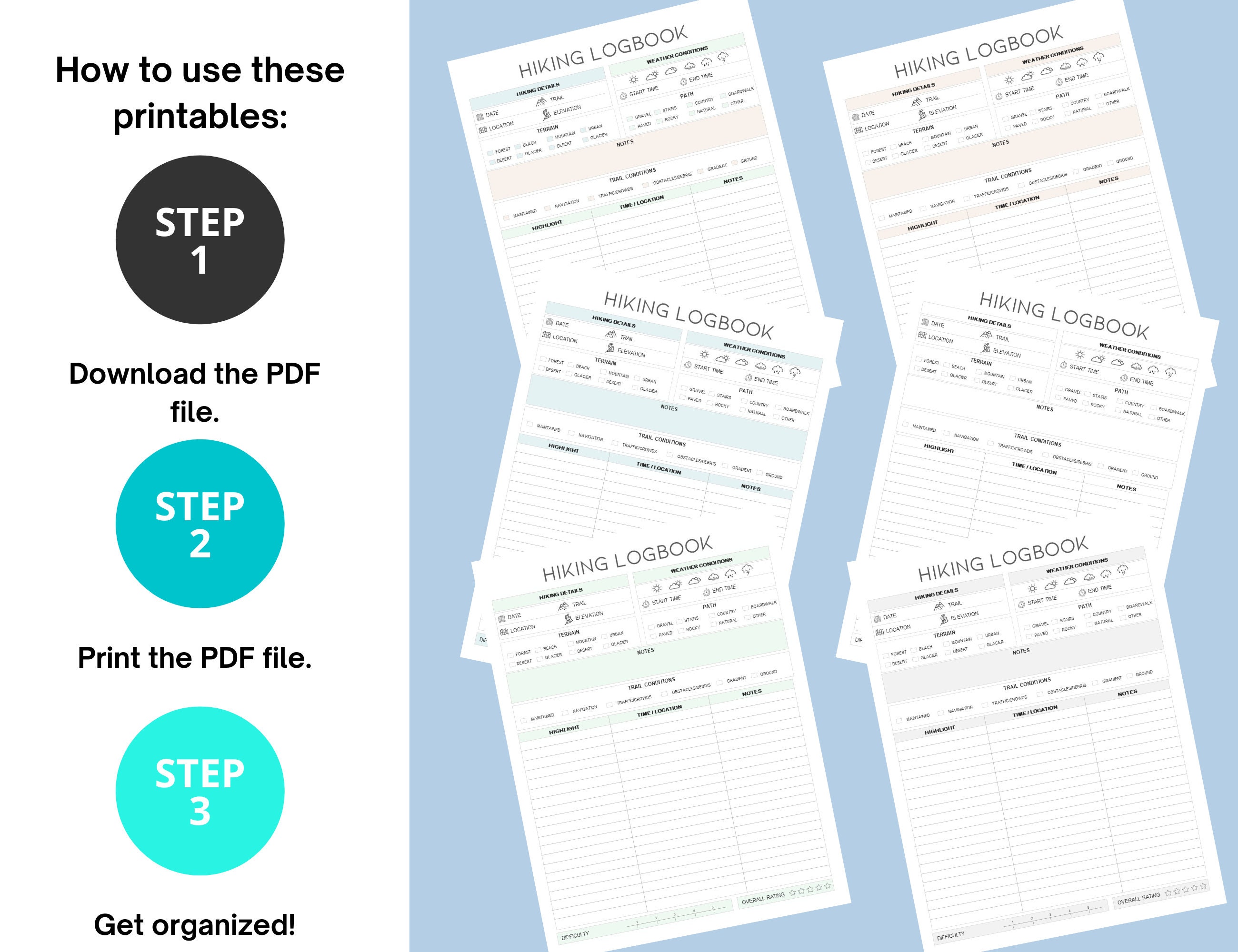 Lets Go Hiking Printable Hiking Logbook Track Explore - Etsy
