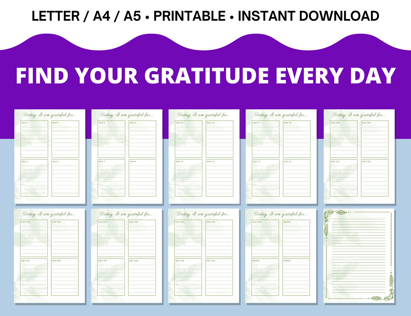 Gratitude Journal: a Printable Journal for 365 Days of - Etsy