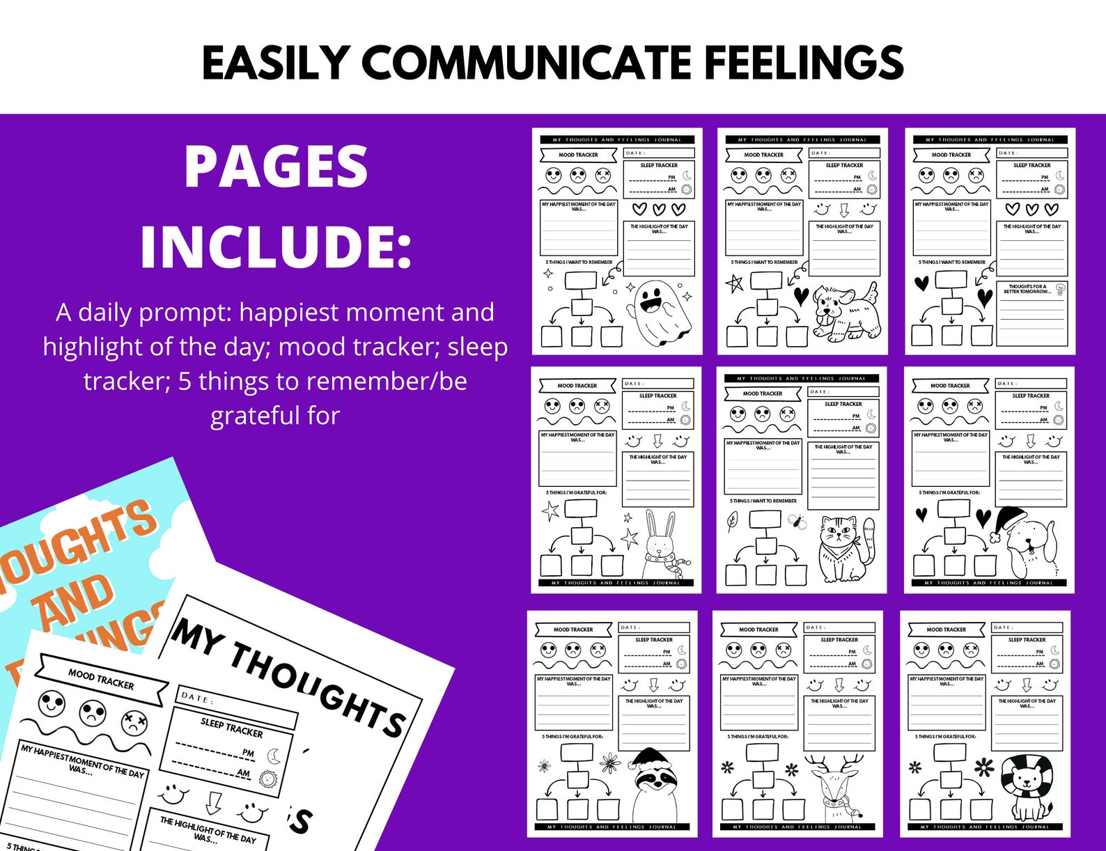 Thoughts and Feelings Journal for Kids: Help Them Communicate - Etsy