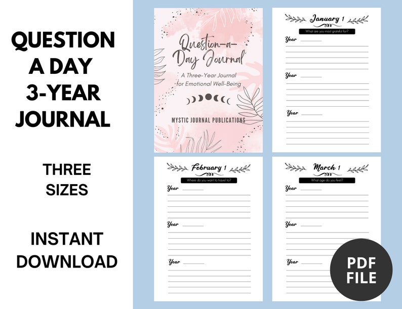 Digital Planner Question-a-day 365 Daily Prompts Three Year - Etsy
