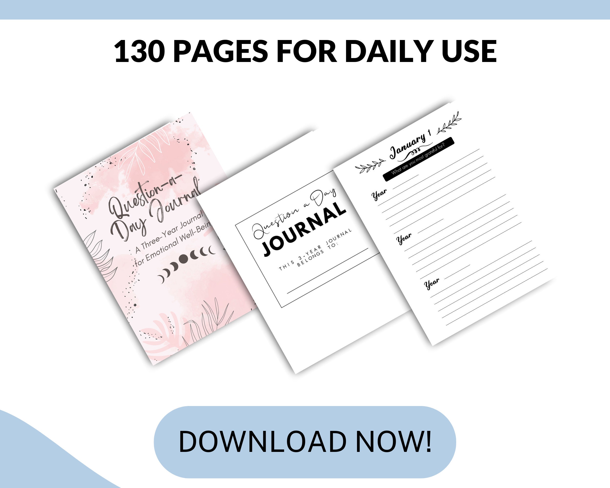 Digital Planner Question-a-day, 365 Daily Prompts, Three Year Journal ...