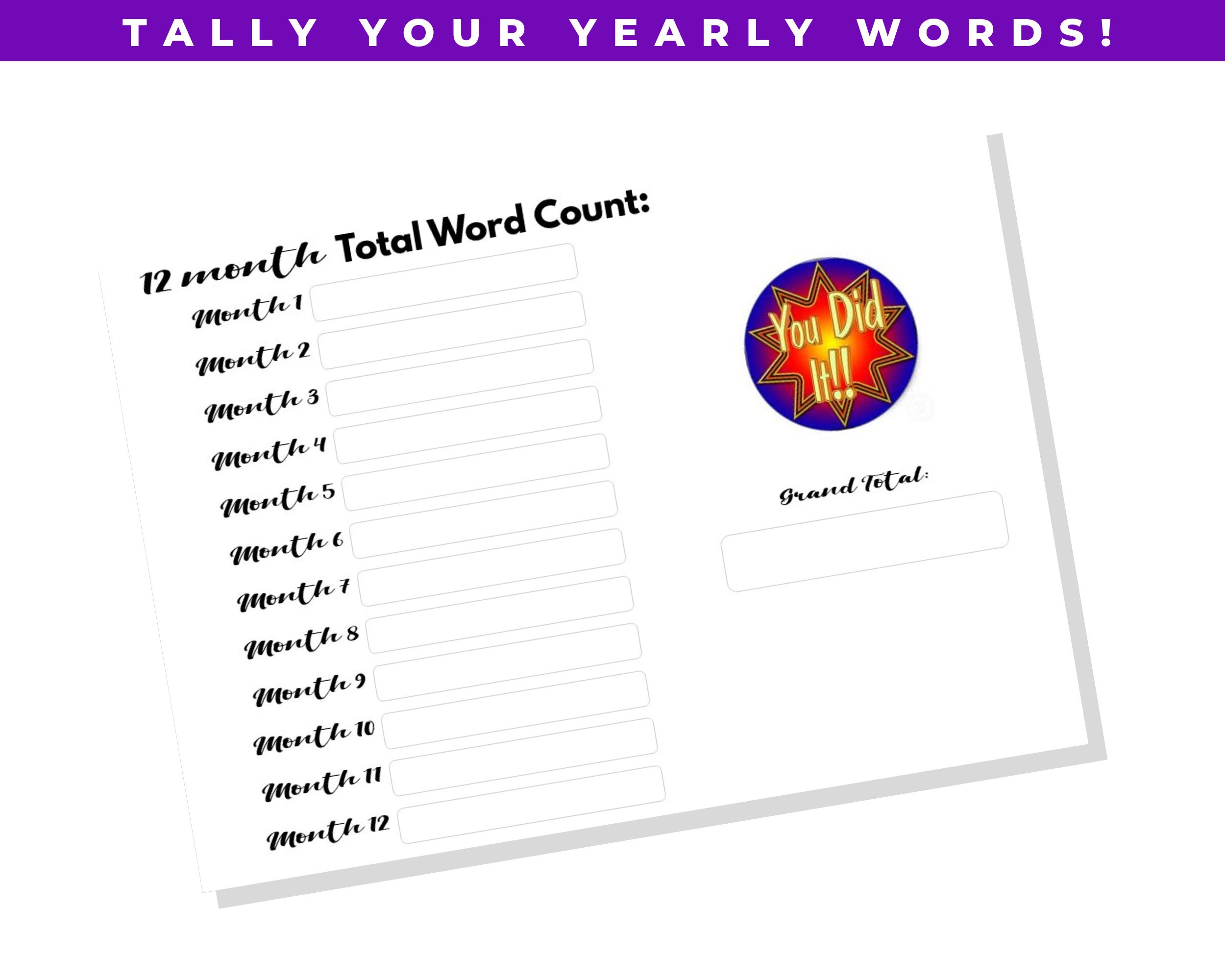 Generic Calendar-format Monthly Word Count Tracker: Keep Track of the ...