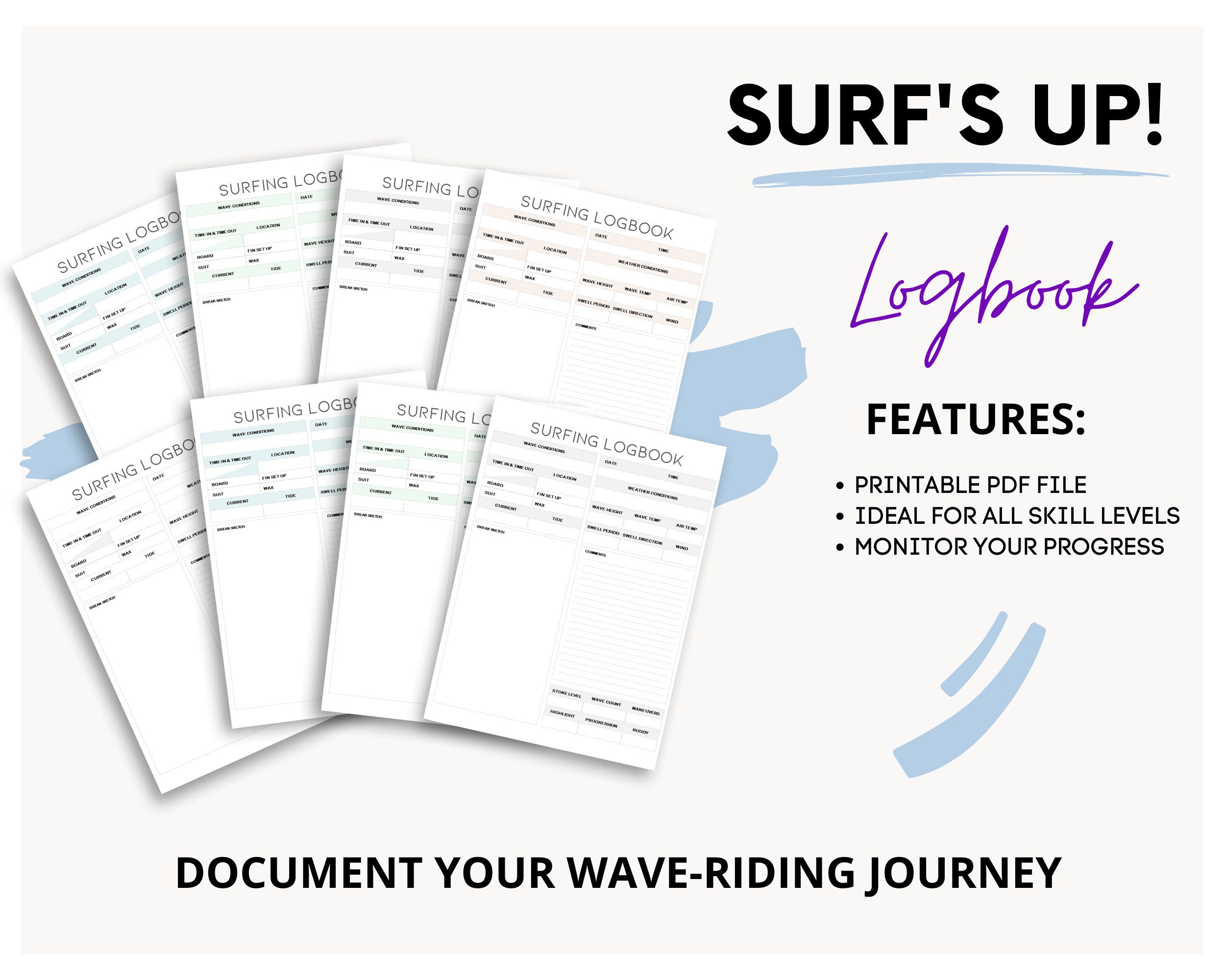 Let's Go Surfing! Track Your Waves & Progress | Printable for All ...