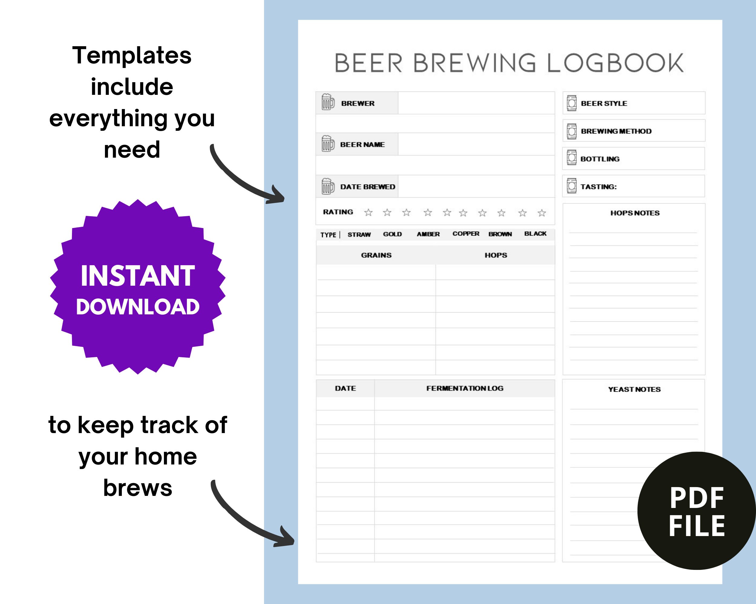 Beer Brewing Logbook | Homebrew Journal With Tasting Notes - Etsy
