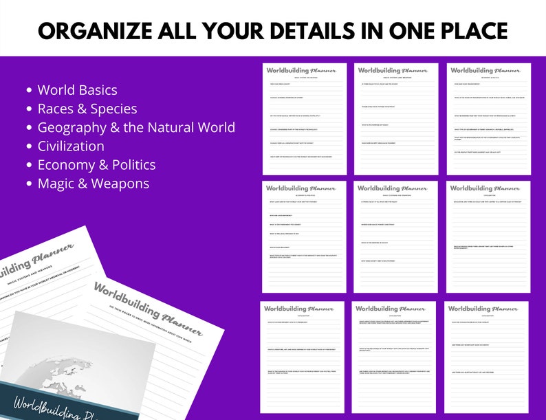 Digital Worldbuilding Planner For Fantasy And Sci Fi Authors Etsy
