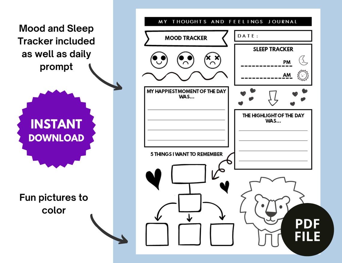 Thoughts and Feelings Journal for Kids: Help Them Communicate - Etsy