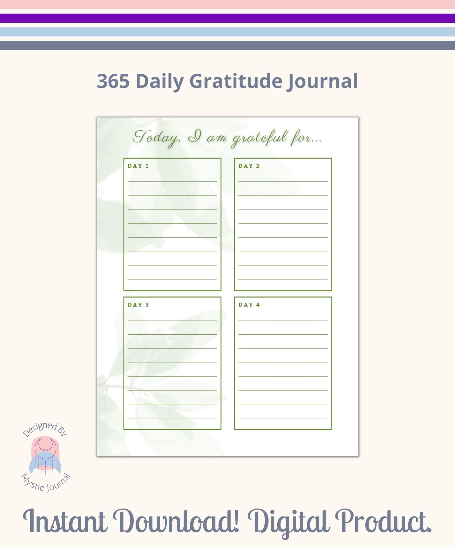 Gratitude Journal: a Printable Journal for 365 Days of | Etsy