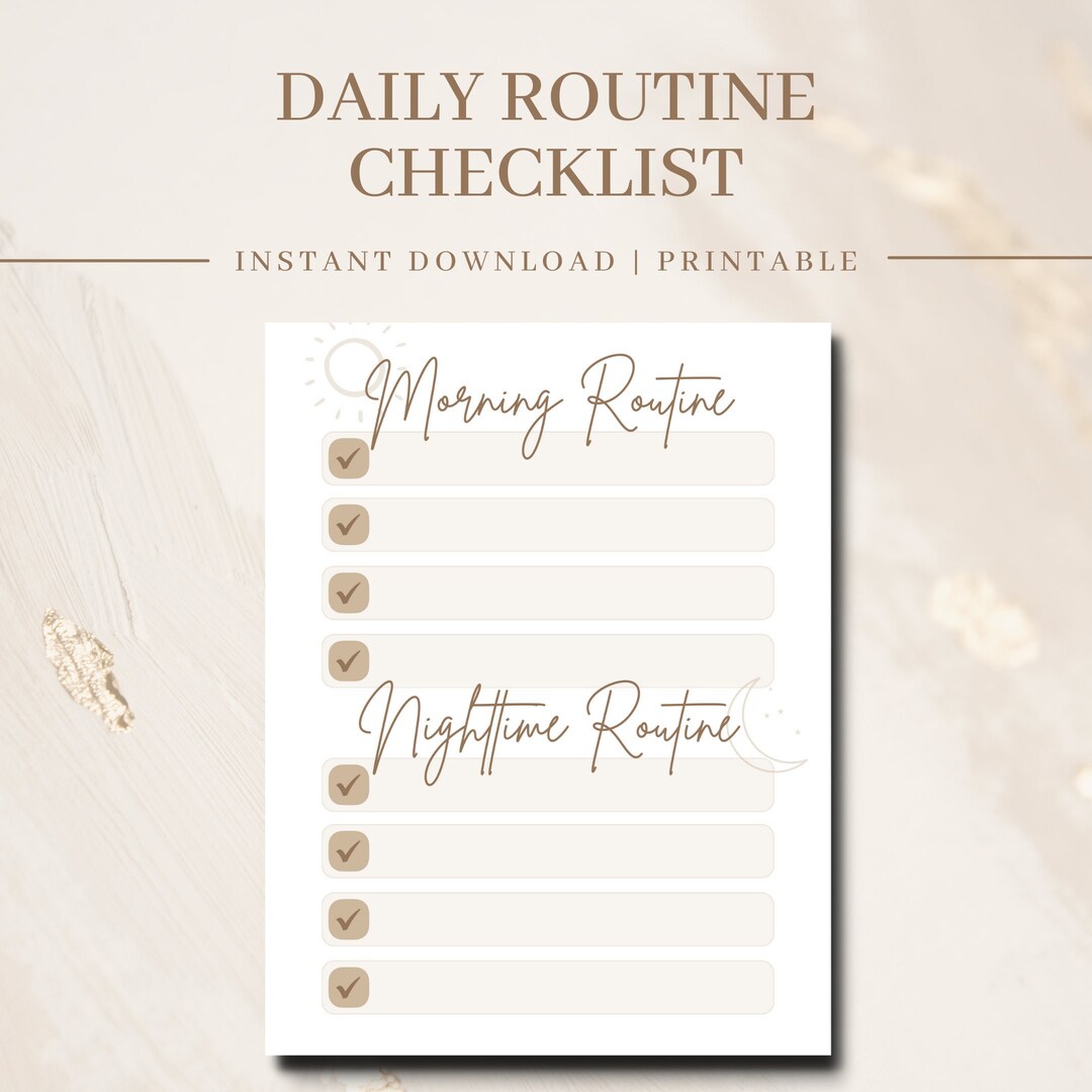 Daily Routine Checklist Printable, Beige Lifestyle Planner - Etsy