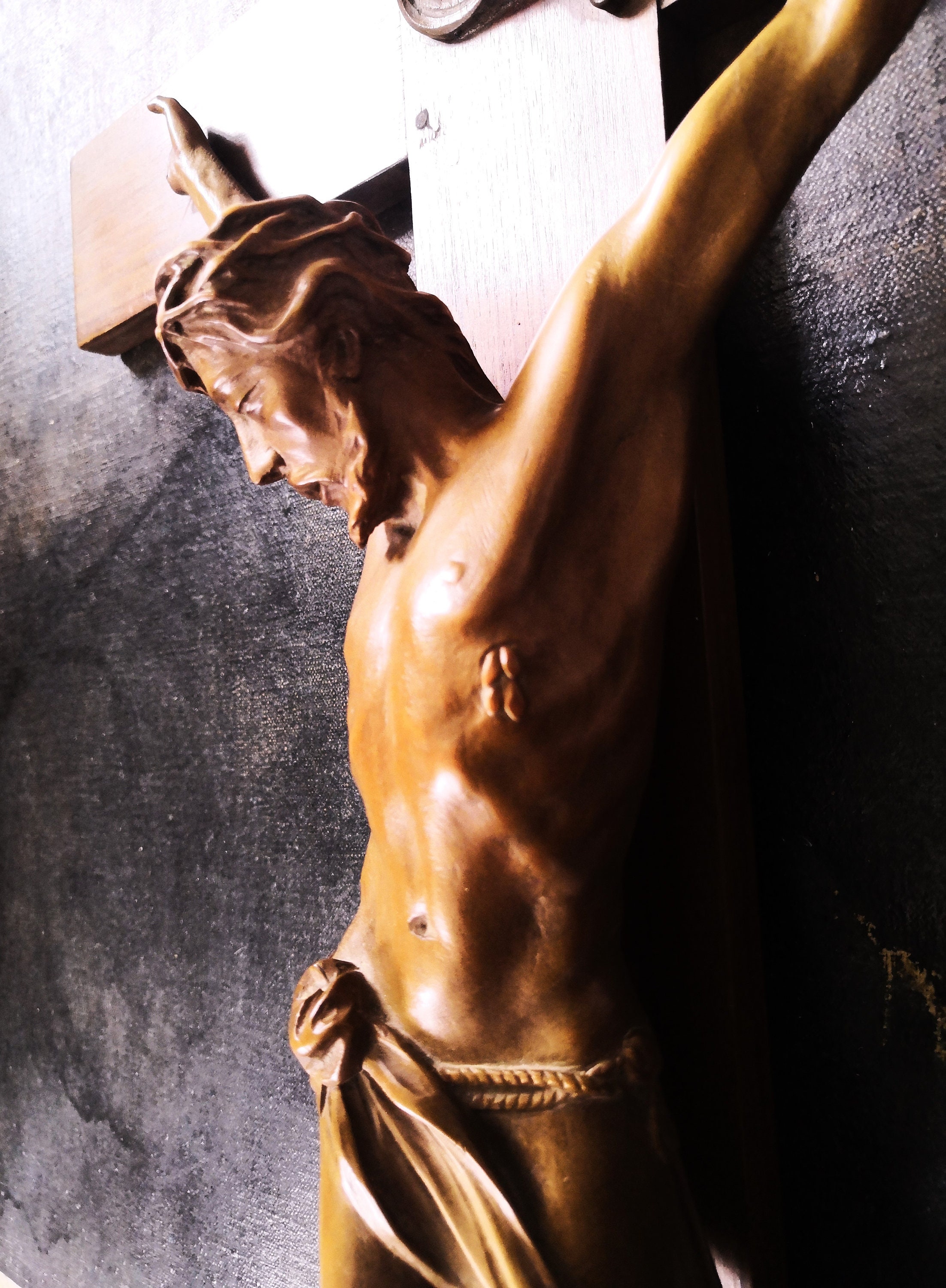 Crucifix Large Antique Crucifix Wooden Sculpture Jesus Christ Wood ...