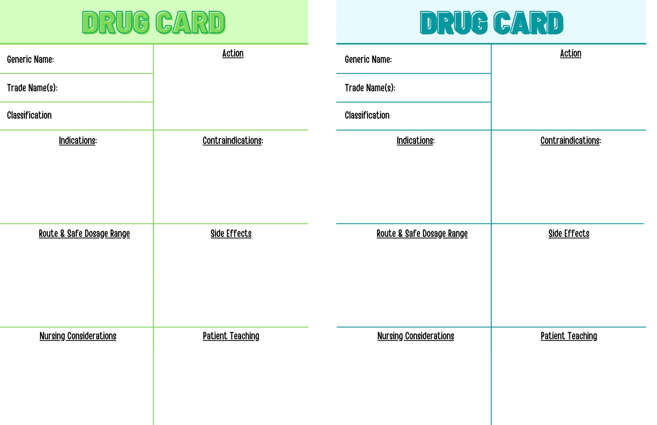 PHARMACOLOGY: Drug Card Templates - Etsy