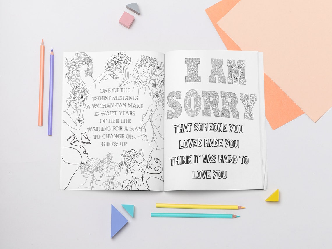 Breakup Coloring Book, Adult Coloring Book, Digital Product, Anxiety ...