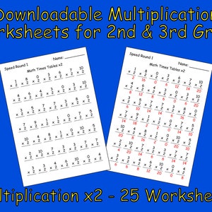 Math Multiplication Times Tables Speed Worksheets for 2nd & 3rd Grade ...
