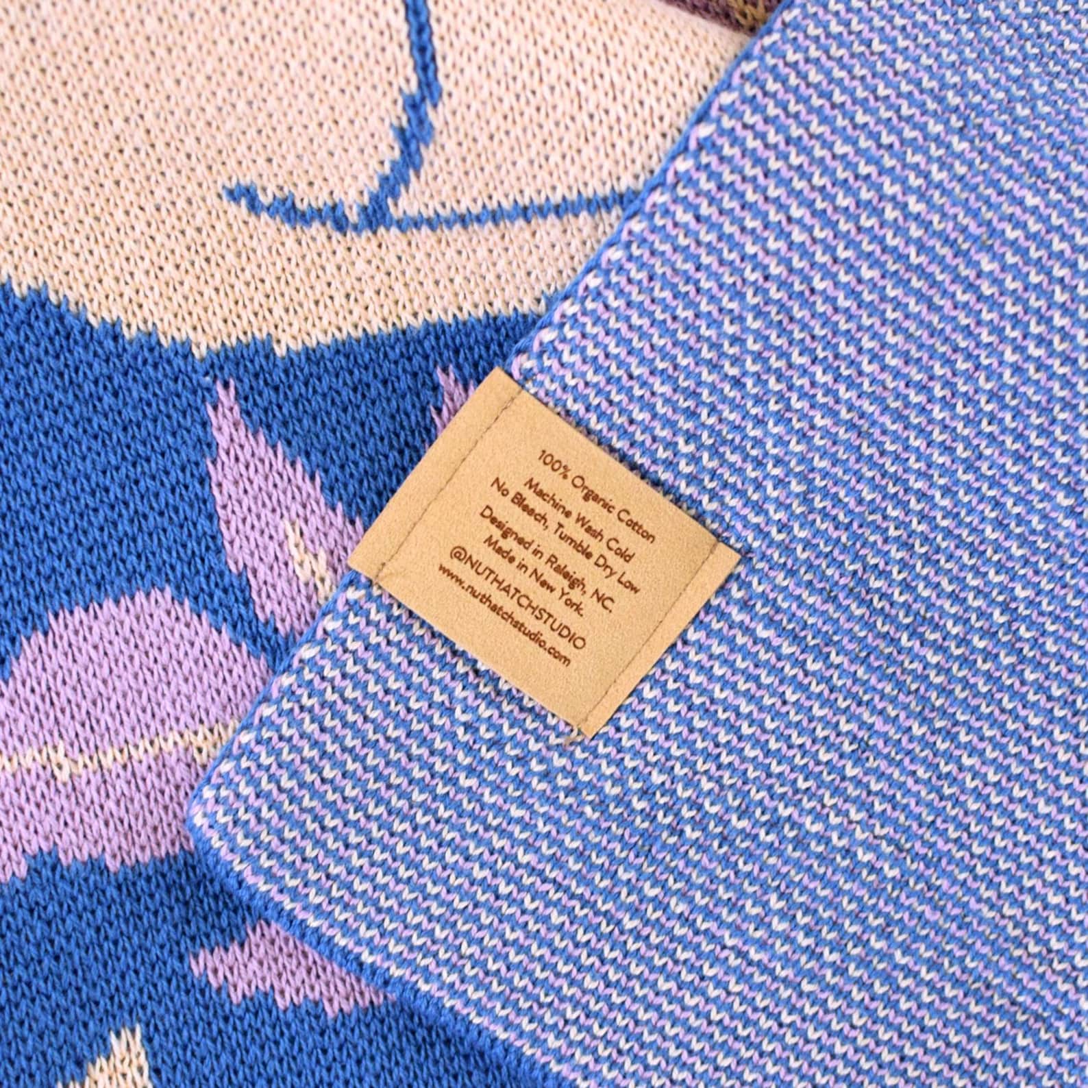 Cat Club Organic Cotton Throw Blanket in Lake Blue: Original Art, 50x60 ...