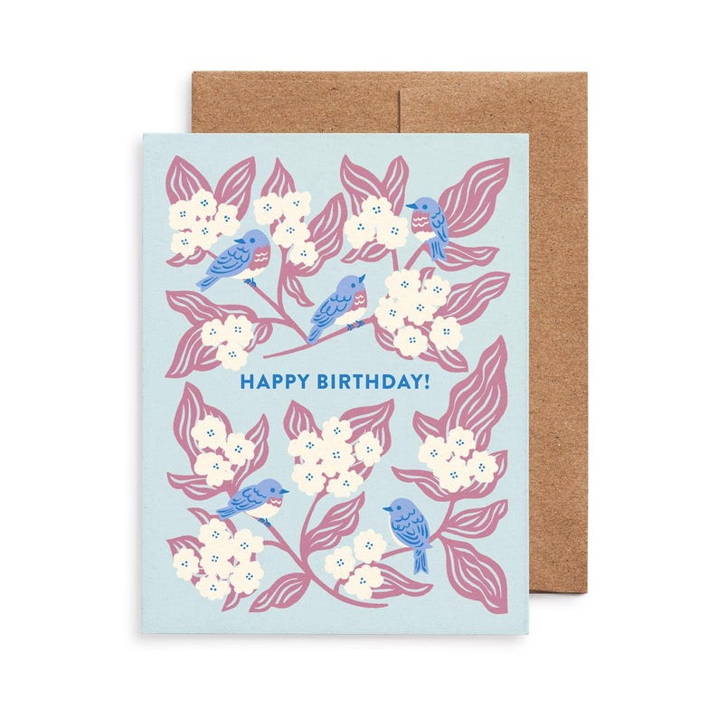 Bluebird Birthday Greeting Card: Original Bird Art, Eco-friendly - Etsy