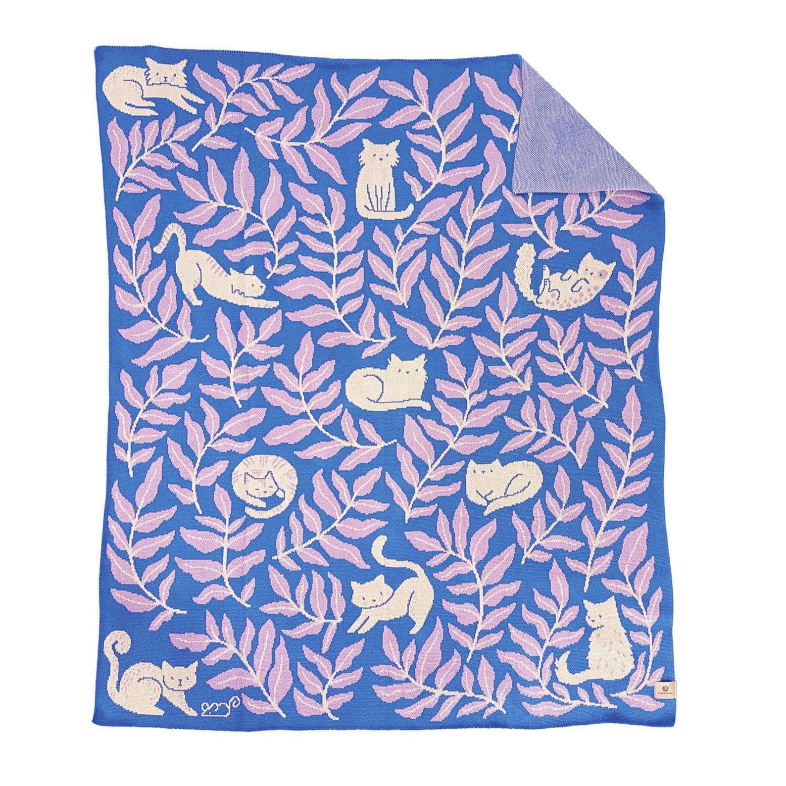 Cat Club Organic Cotton Throw Blanket in Lake Blue: Original Art, 50x60 ...