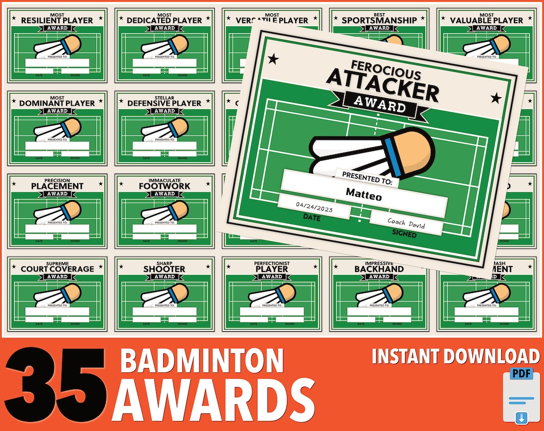 Editable Badminton Award Certificates - Etsy