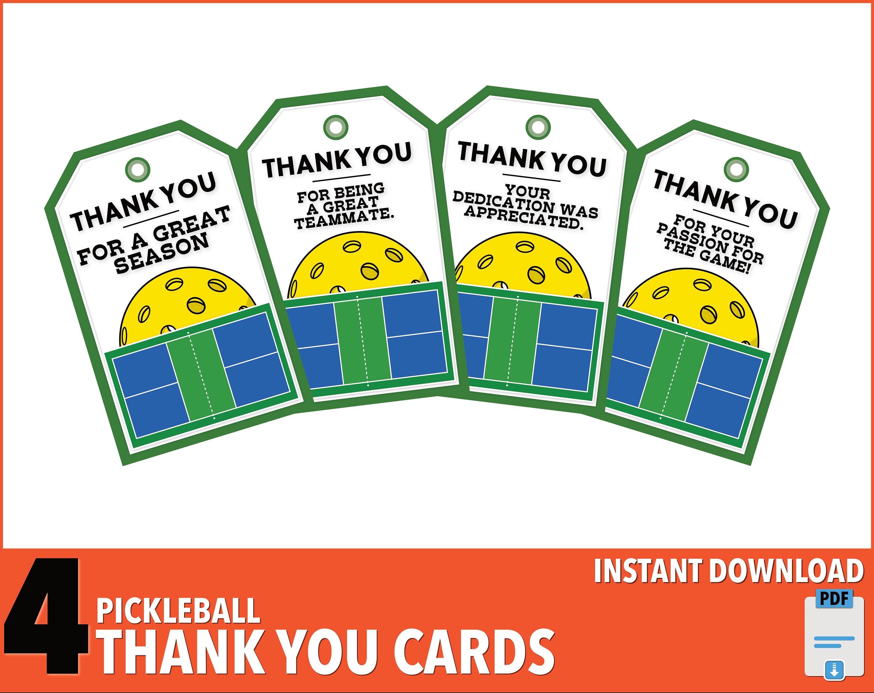 Pickleball Thank You Cards / Tags - Etsy