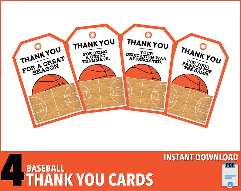 Basketball Thank You Cards / Tags - Etsy
