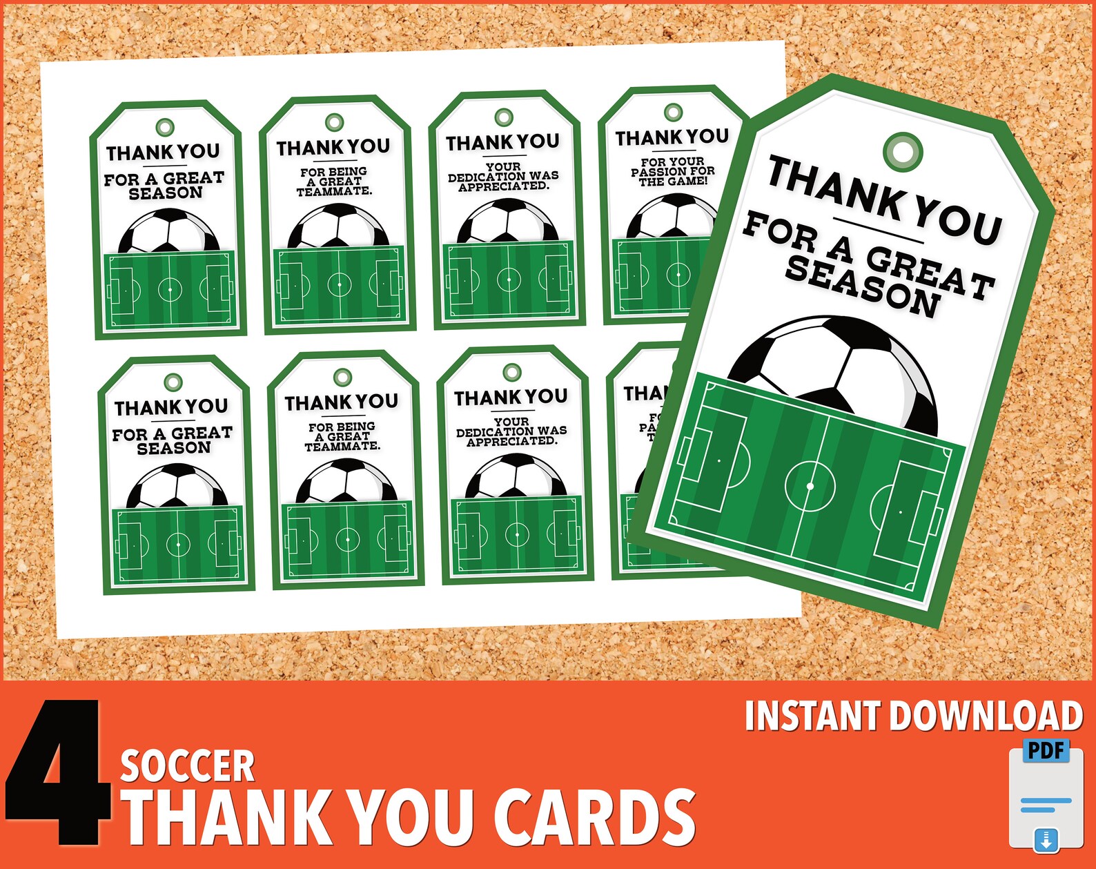 Soccer Thank You Cards / Tags - Etsy