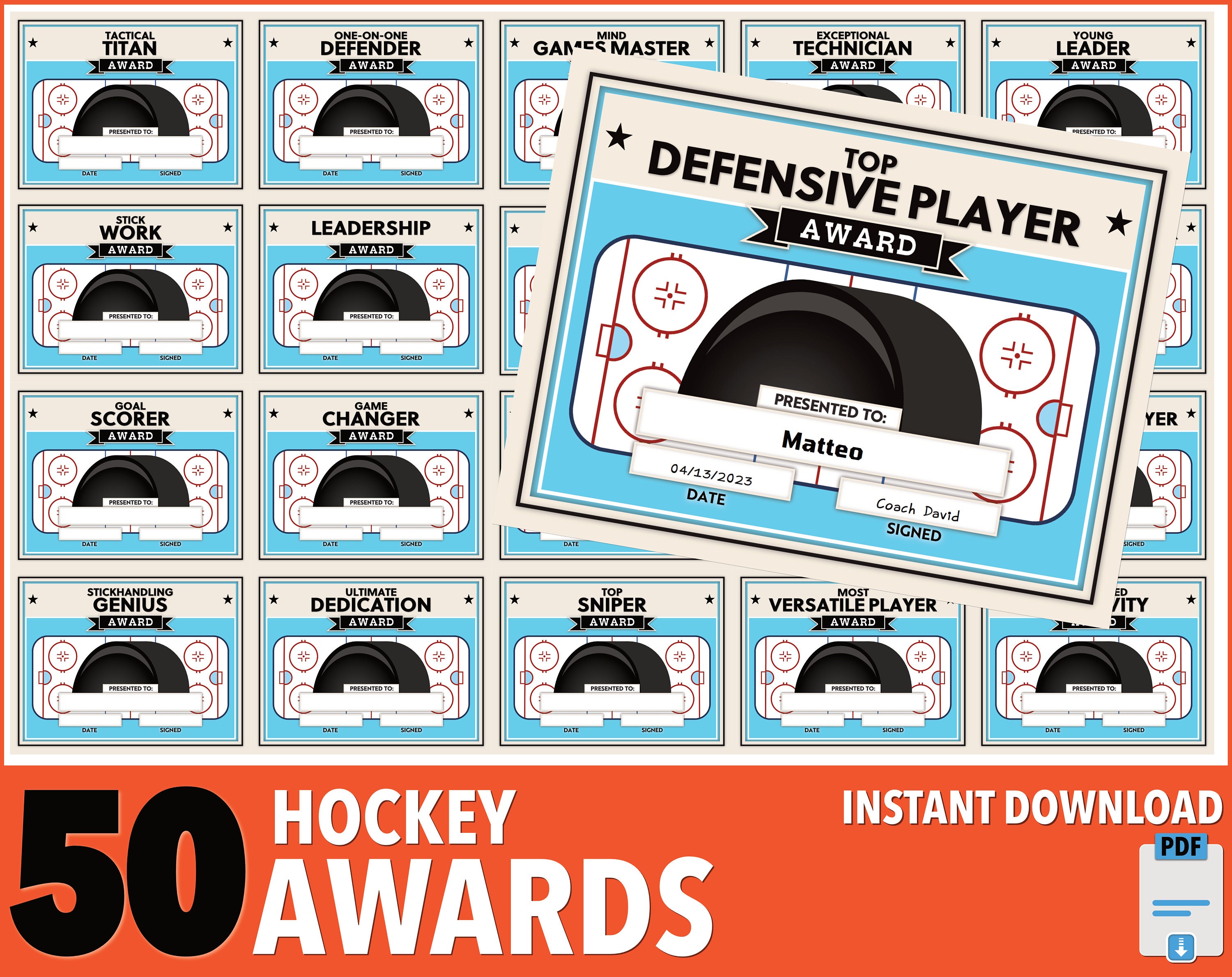 Editable Hockey Award Certificates - Etsy