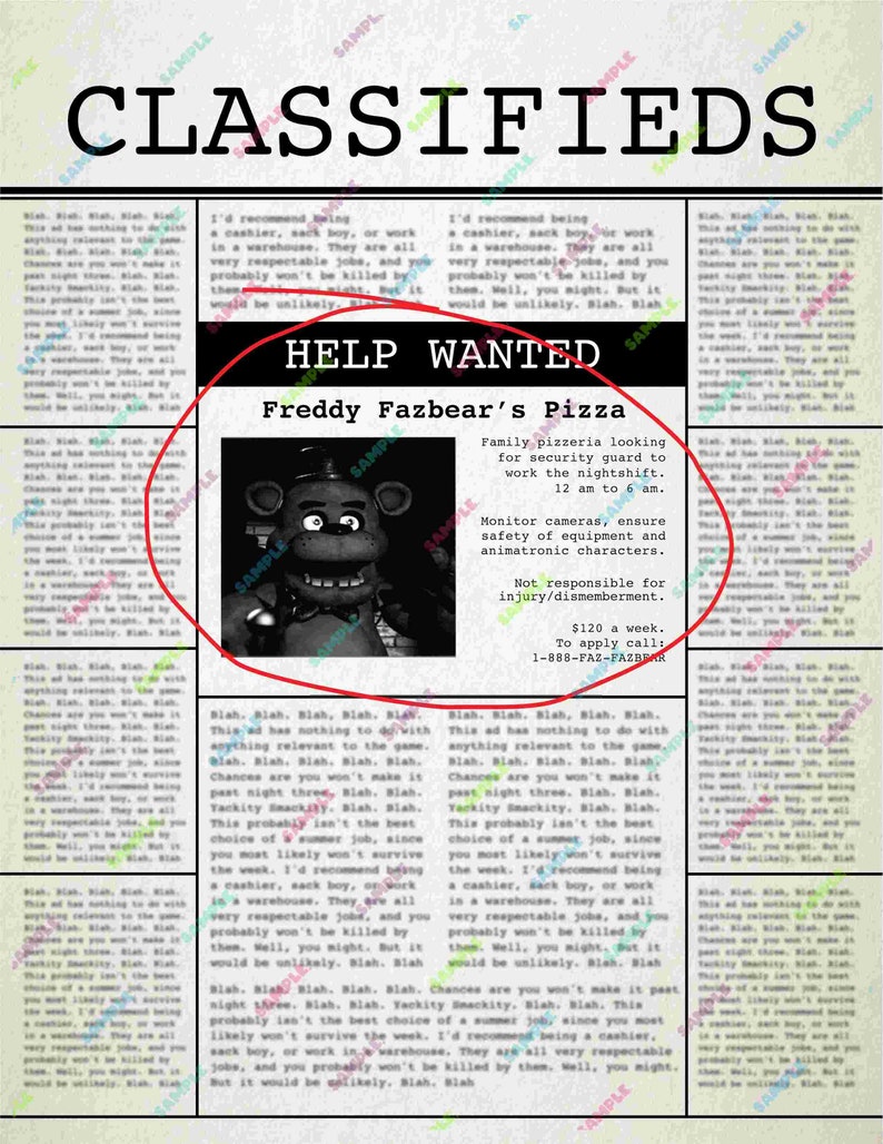 FNAF Newspaper Clippings / Classified - Etsy FNAF Newspaper Clippings / Classified - Etsy