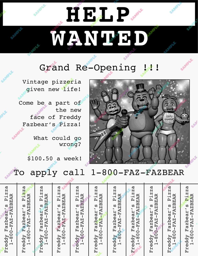 FNAF Rules / Cheques / Help Wanted Printable Decorations Birthday Fan ...