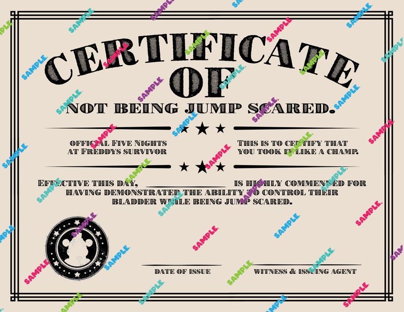 FNAF Certificate - Etsy