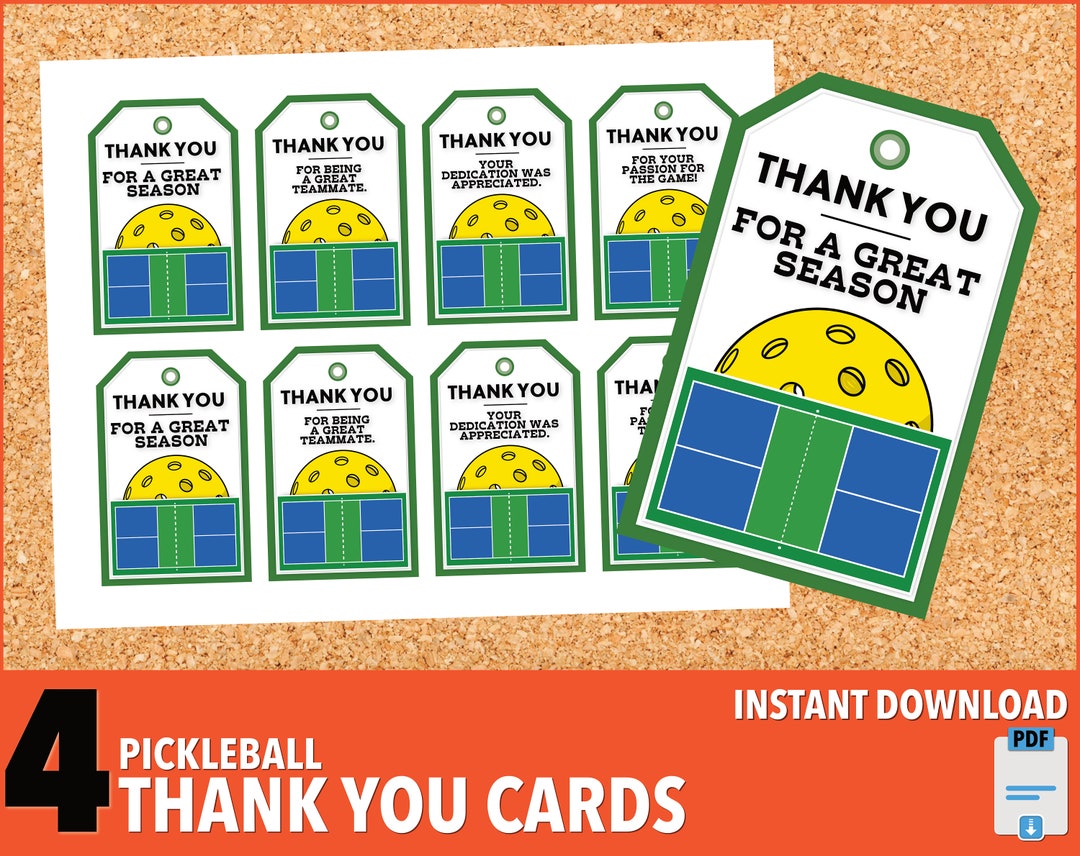 Pickleball Thank You Cards / Tags - Etsy