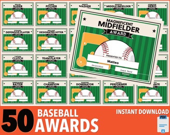 Editable Baseball Award Certificates 2 Versions. - Etsy
