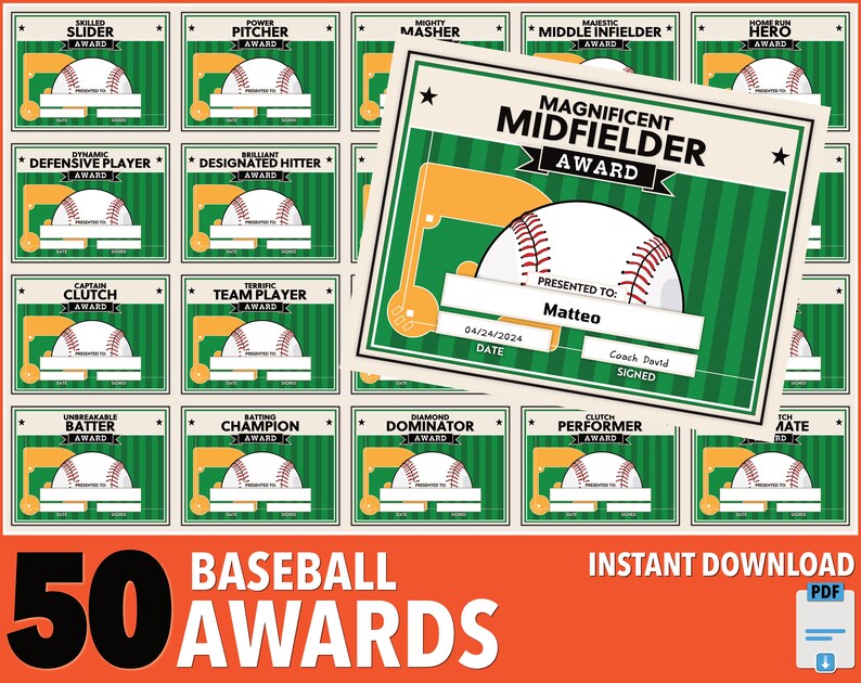Editable Baseball Award Certificates - Etsy