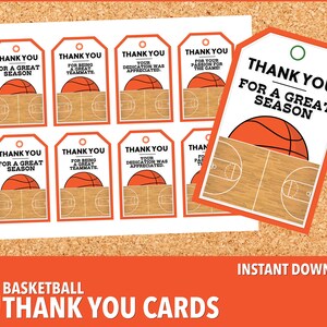 Basketball Thank You Cards / Tags - Etsy