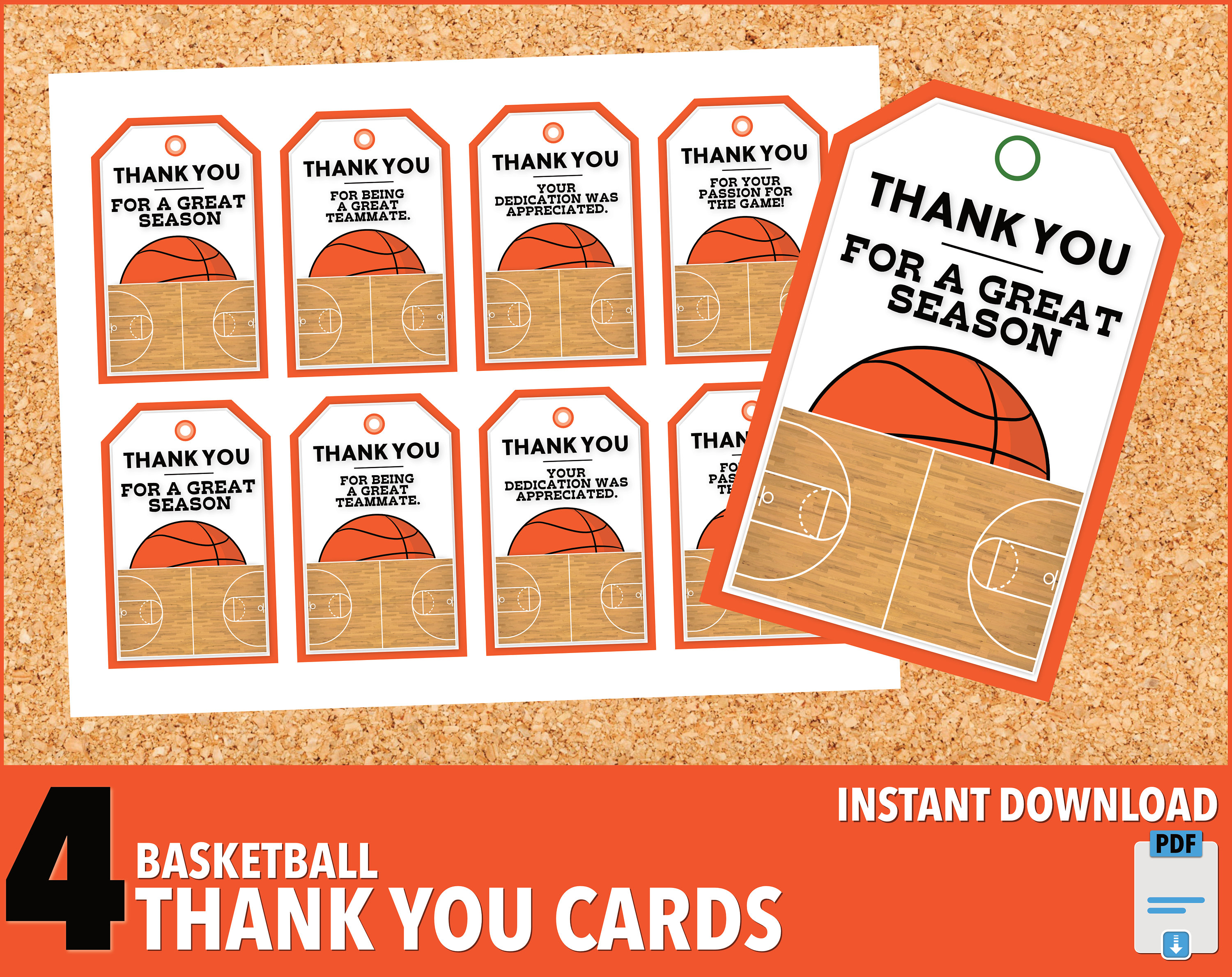 Basketball Thank You Cards / Tags - Etsy