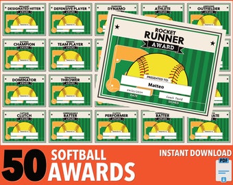 Softball Award Certificates, End of Season Softball Award Certificates ...