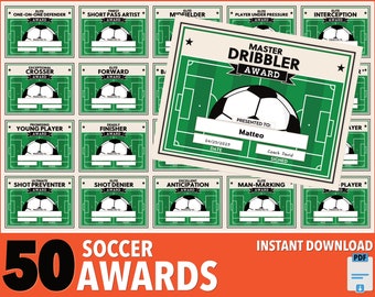 Editable Soccer Award Certificates. Customizable Soccer - Etsy