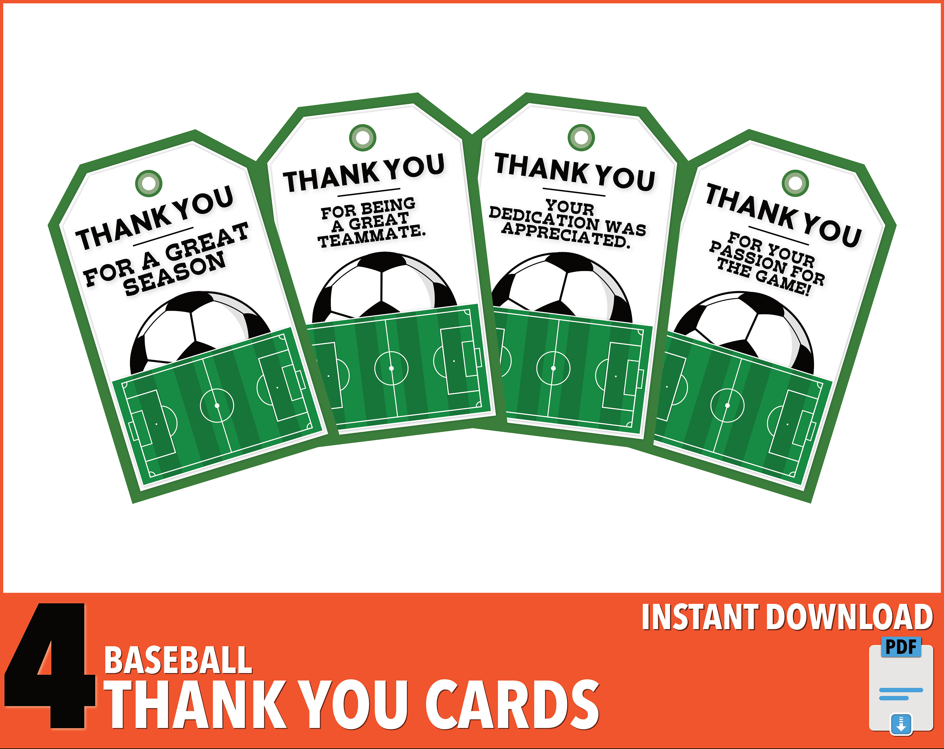 Soccer Thank You Cards / Tags - Etsy