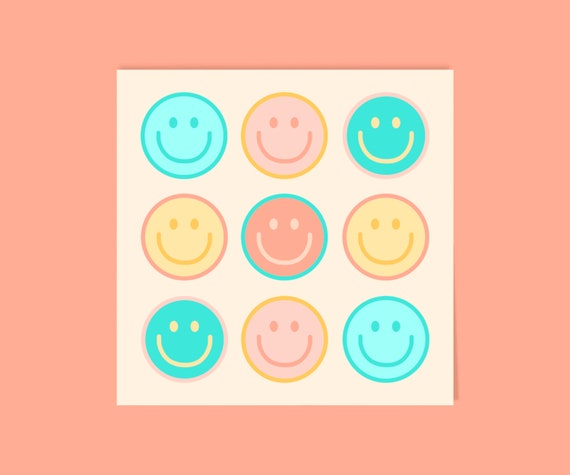 Printable Colorful Smiley Face Digital Art Bright Happy Wall | Etsy