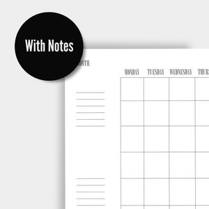 Blank Monthly Calendar Landscape, Blank Monthly Calendar, Minimalist ...