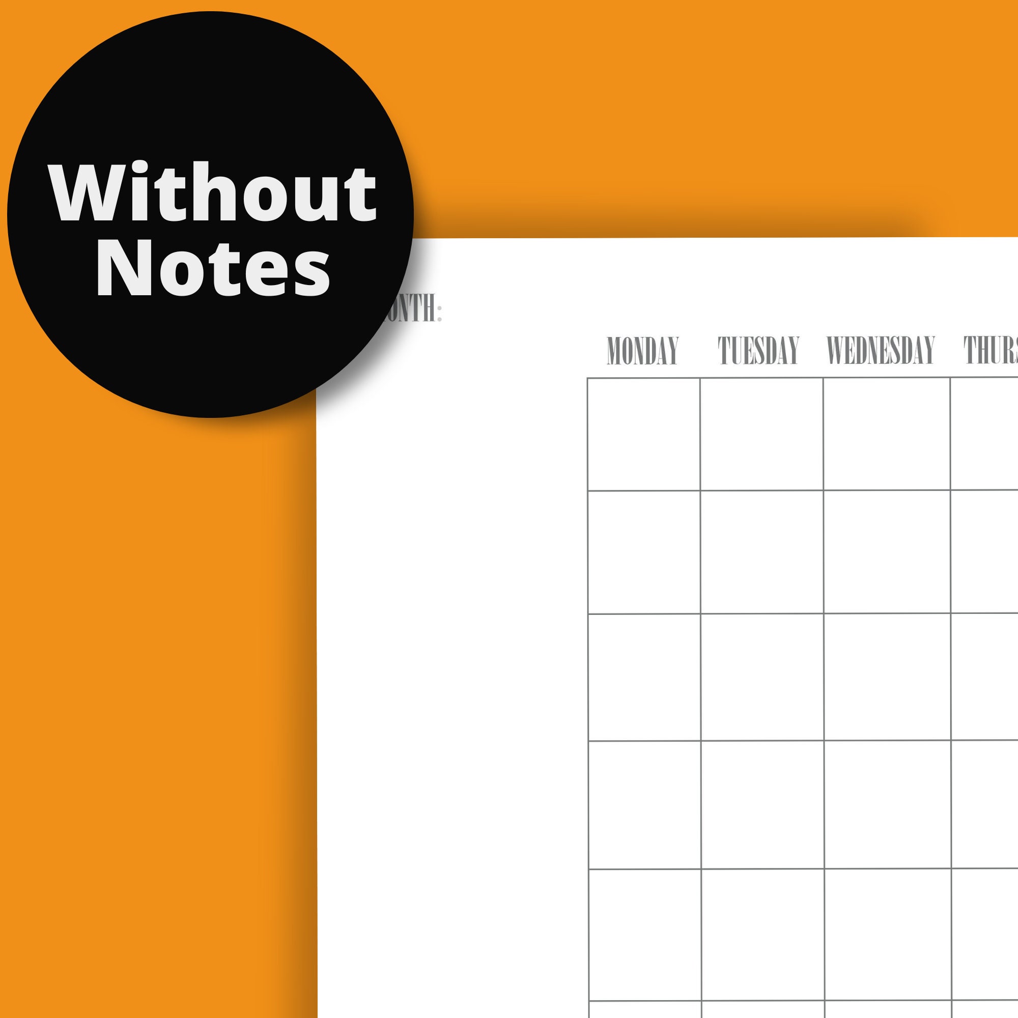 Blank Monthly Calendar Landscape, Blank Monthly Calendar, Minimalist ...