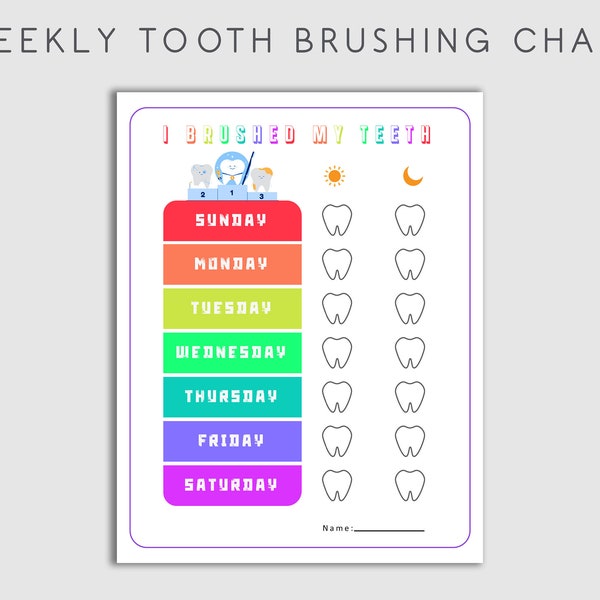 Tooth Brushing Chart - Etsy