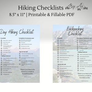 Planning Bundle| Hiking Checklist| Backpacking Checklist| Overnight Hiking Essentials| Printable ...